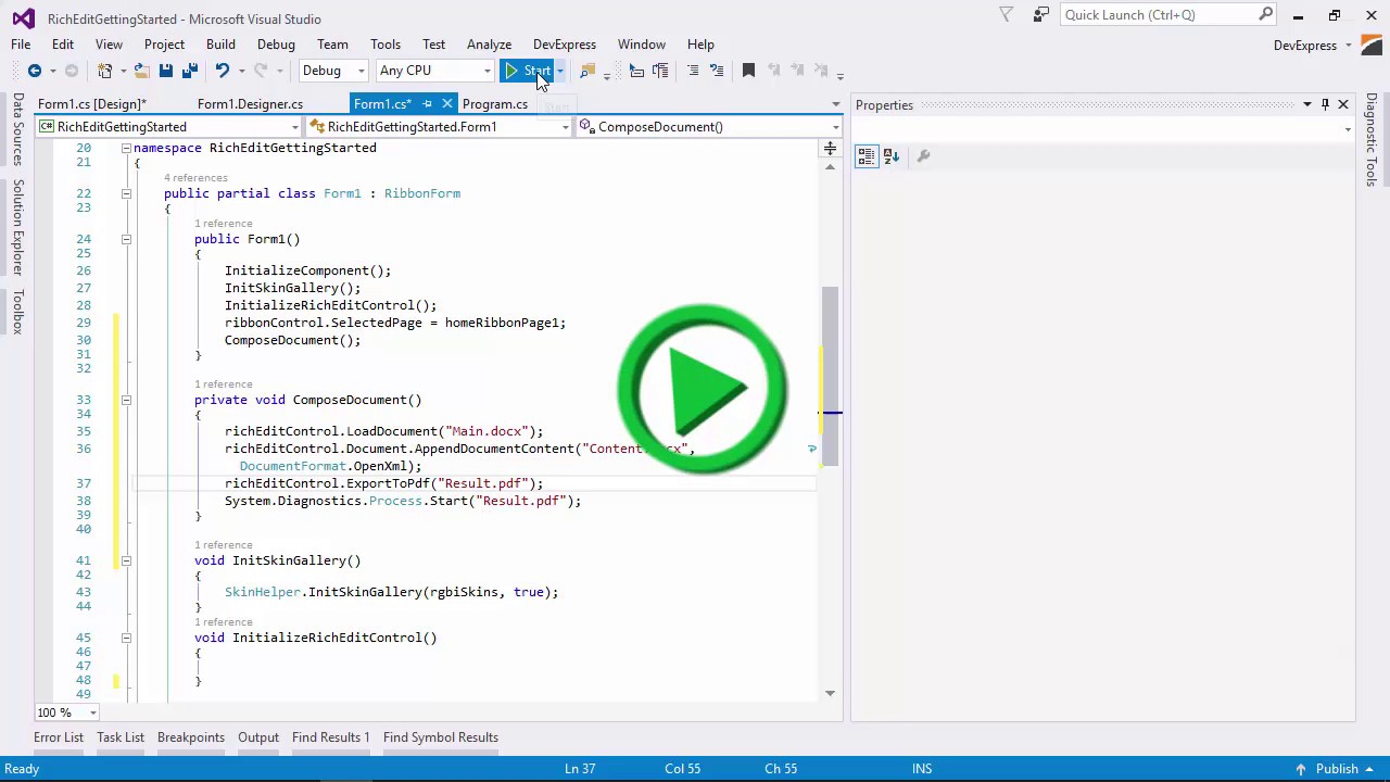 WinForms Rich Text Editor: Getting Started