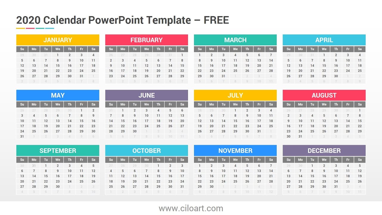 2020 Calendar Free PowerPoint Template