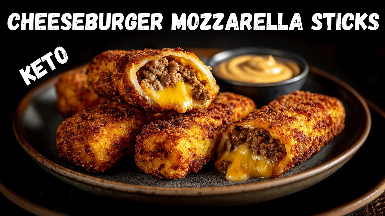 This Keto Cheeseburger Mozzarella Sticks Recipe was insane! Must try!