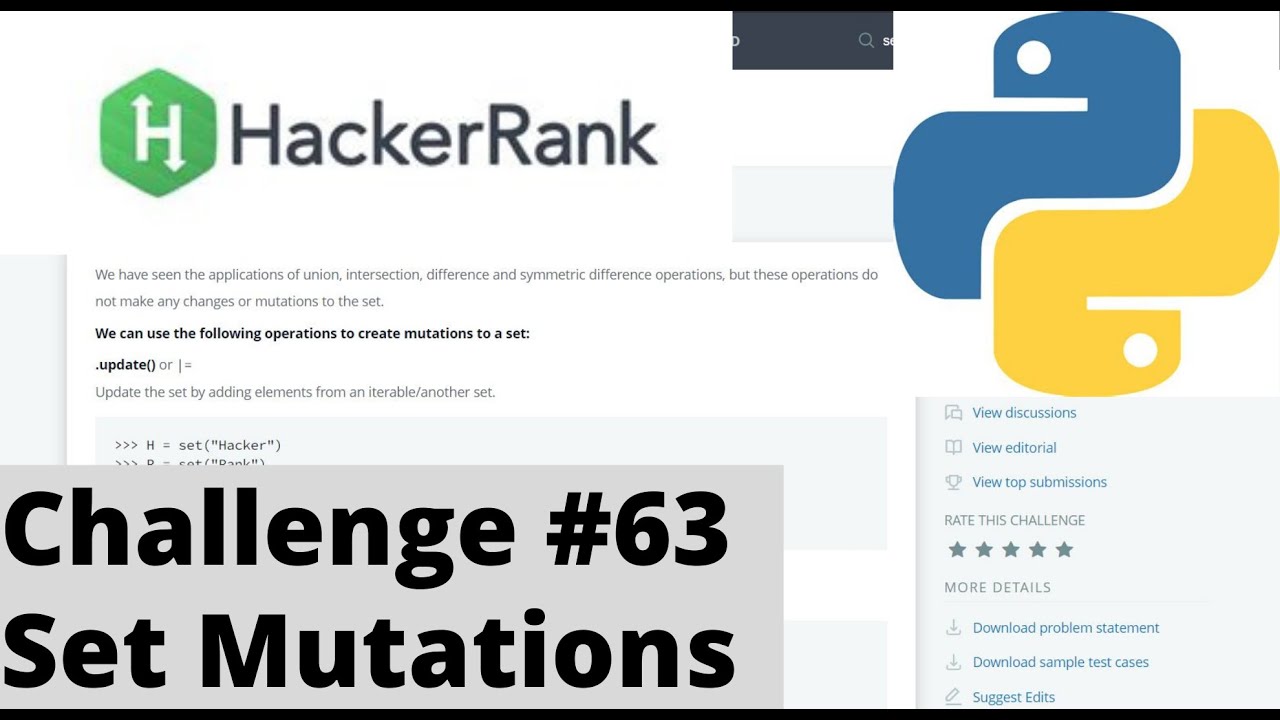 Hackerrank Challenge | Challenge #63 | Set Mutations