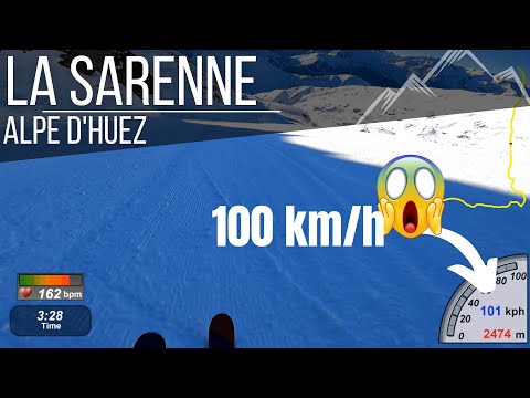 The Sarenne in 5 mins - ski at Alpe d'Huez in 2023 - More than 100km/h - Longest black Slope Europe