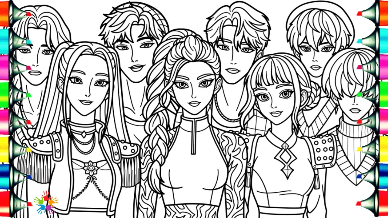 KPop Demon Hunters / Satisfying Coloring All the Main Characters / Huntrix and Saja Boys