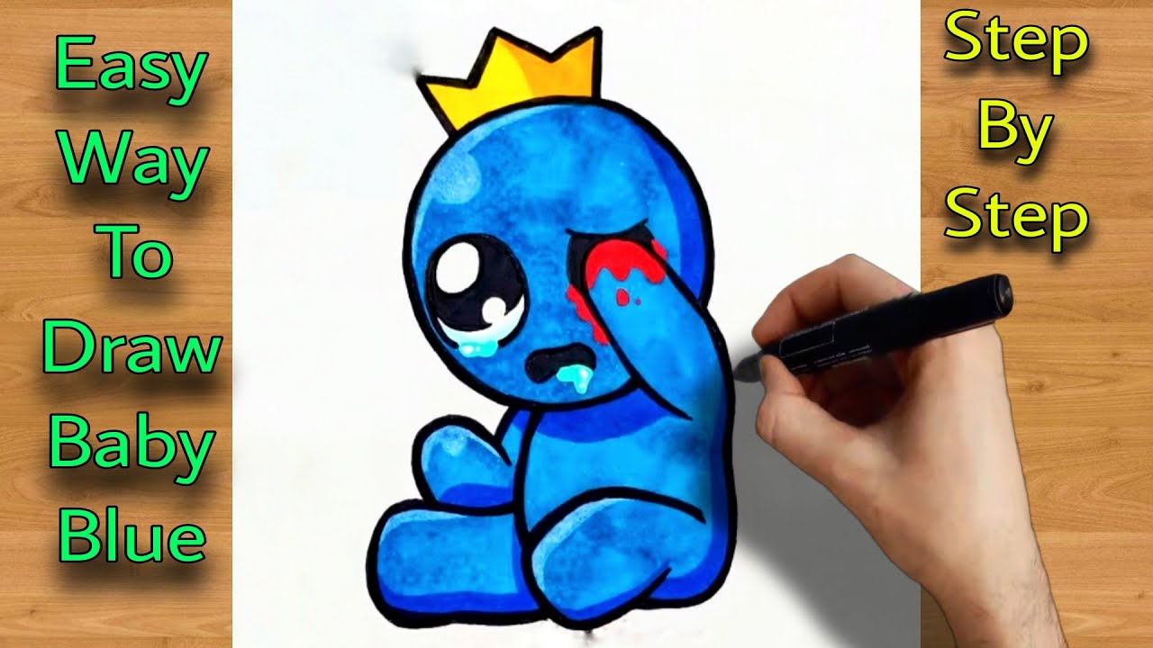 How to Draw Baby Blue from Rainbow Friends - Roblox Drawing