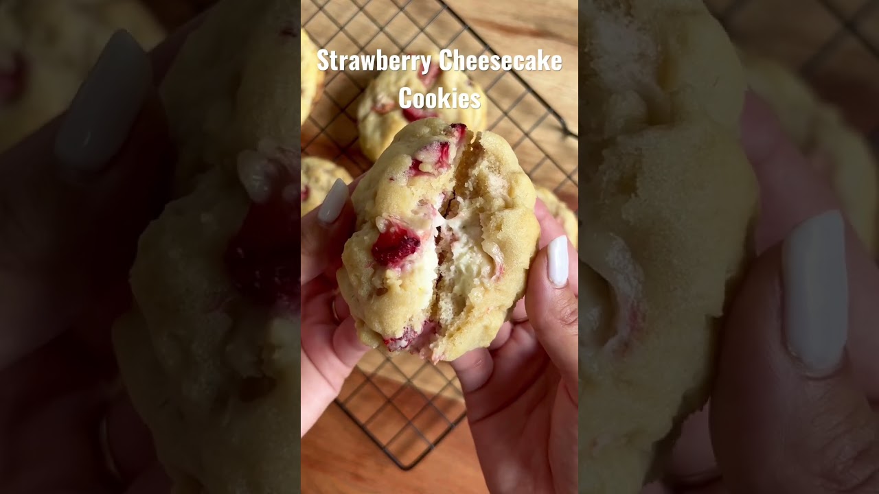 Strawberry Cheesecake Cookies🍓 Recipe in comments👇🏽
