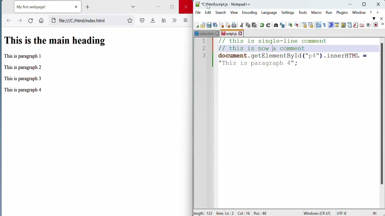 JavaScript 3: Write comments in javascript.
