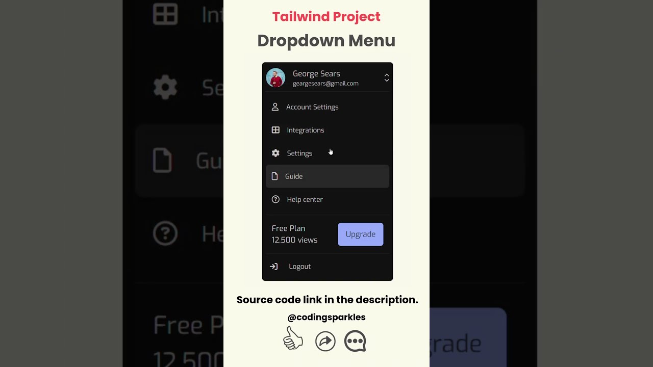 Dropdown Menu : Tailwind Project | #html #tailwindcss