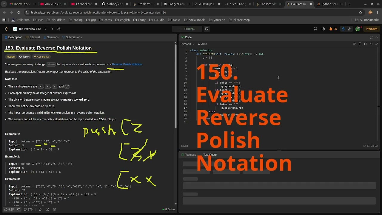 Leetcode MEDIUM Problem 150. Evaluate Reverse Polish Notation | DevOps Python Practice