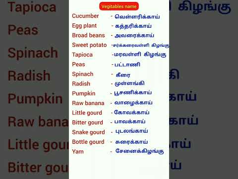 #vegetables name in english &tamil || spoken english