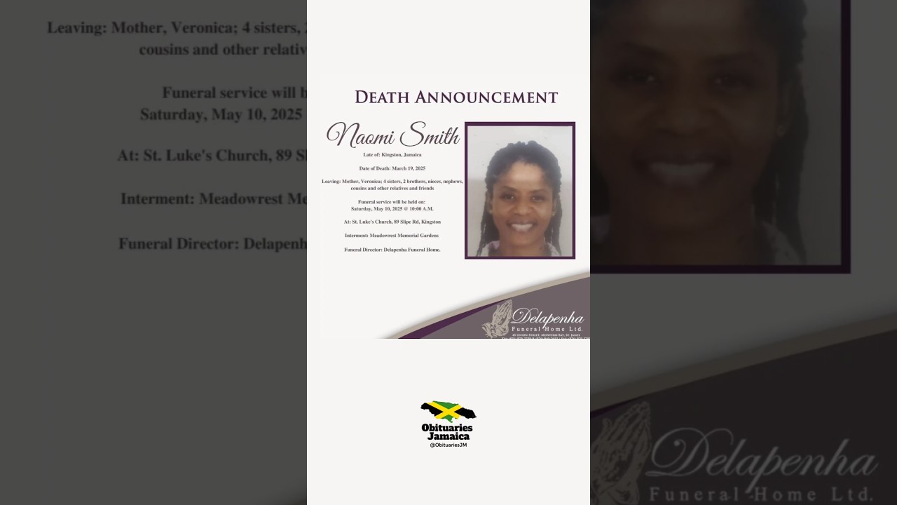 Naomi Smith | Funeral Announcement #obituariesjm