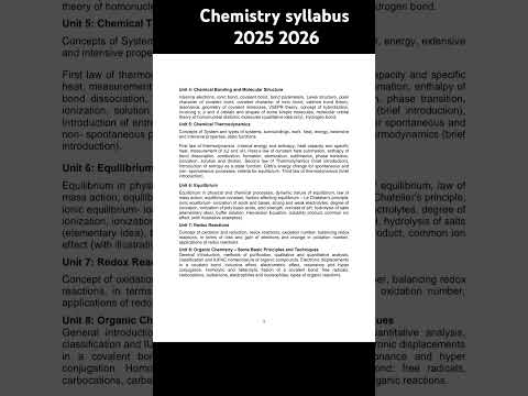 class 11th chemistry syllabus 2025 2026 #chemistry #science #cbse #syllabus