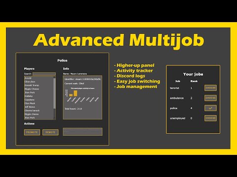 ADVANCED MULTIJOB script for fivem | Higher-up menu | Activity diagram | Discord Logs