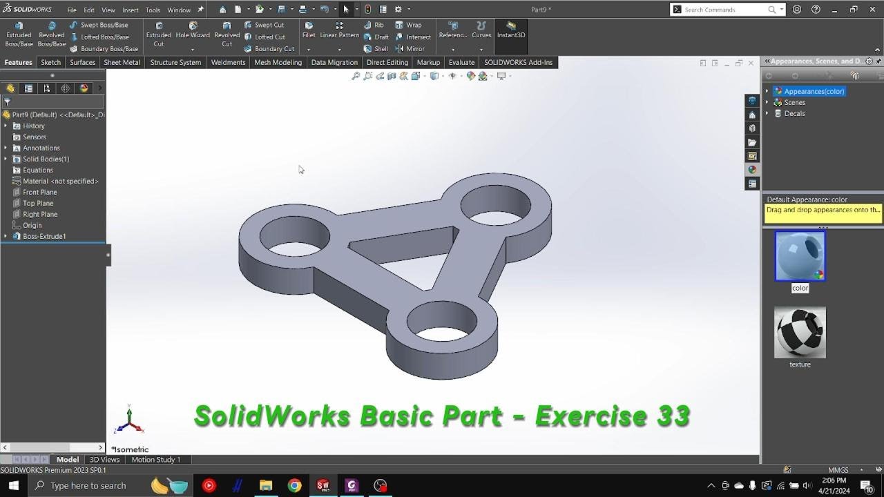 SolidWorks Basic Part - Exercise 33