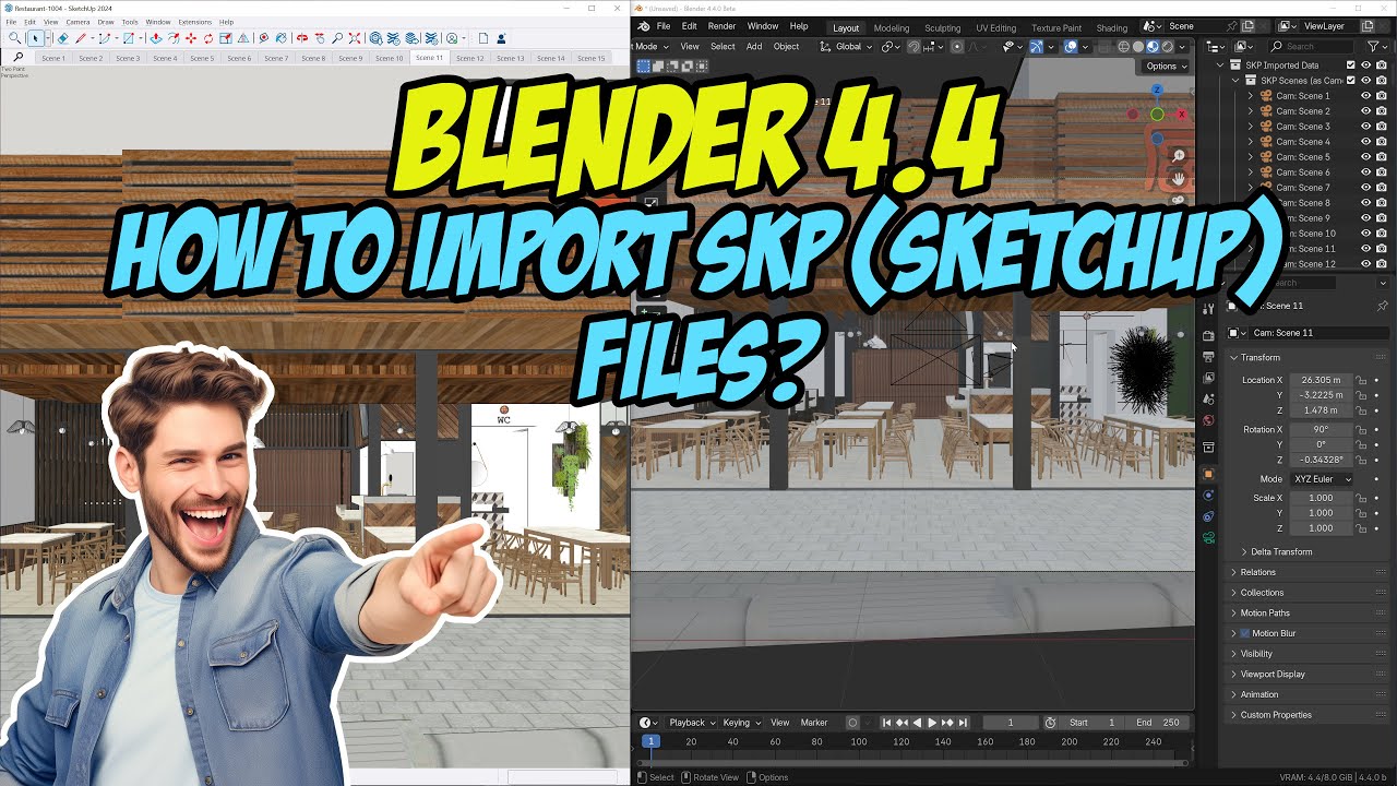 Blender 4.4: How to import SKP (SketchUp) files?