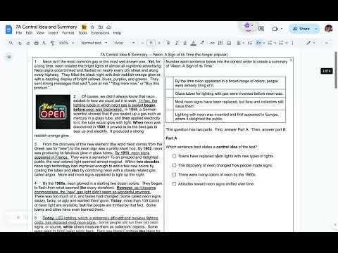 7A Central Idea and Summary