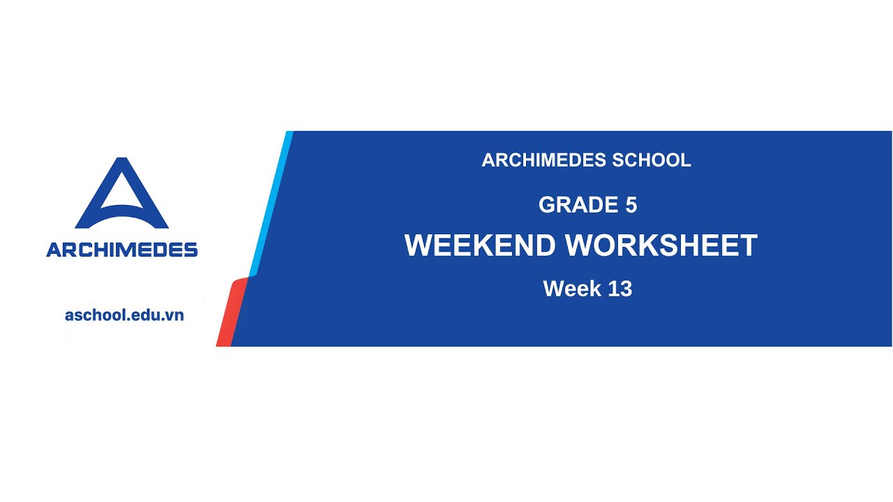 GRADE 5 WEEKEND WORKSHEET WEEK 13