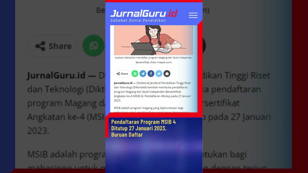 Pendaftaran Program MSIB 4 Ditutup 27 Januari 2023, Buruan Daftar