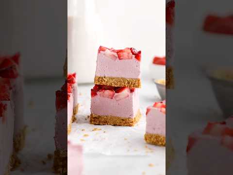 No-Bake Strawberry Cheesecake Bars! πβ¨