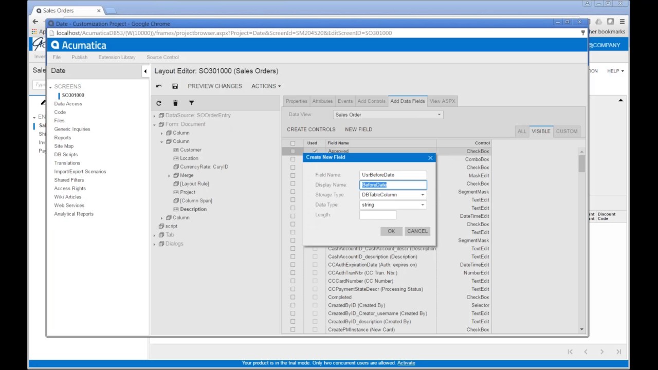Customizing Forms in Acumatica