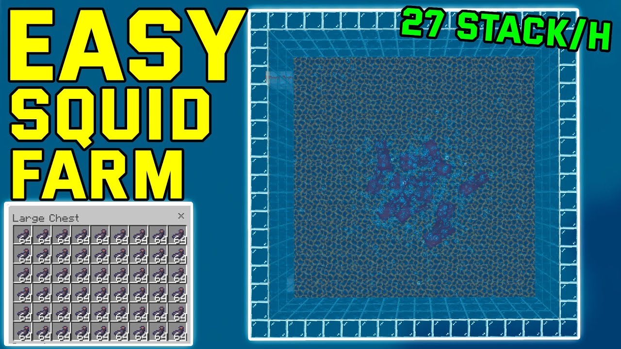 BEST & EASY Squid Farm Minecraft bedrock 1.21 (bedrock/mcpe/ps4/xbox)