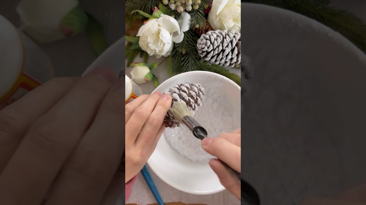 Easy DIY Flocked Pinecones #homedecor #christmasdiydecor