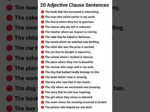 20 Adjective clause sentences for English Learners #dailyenglish #English #spokenenglish