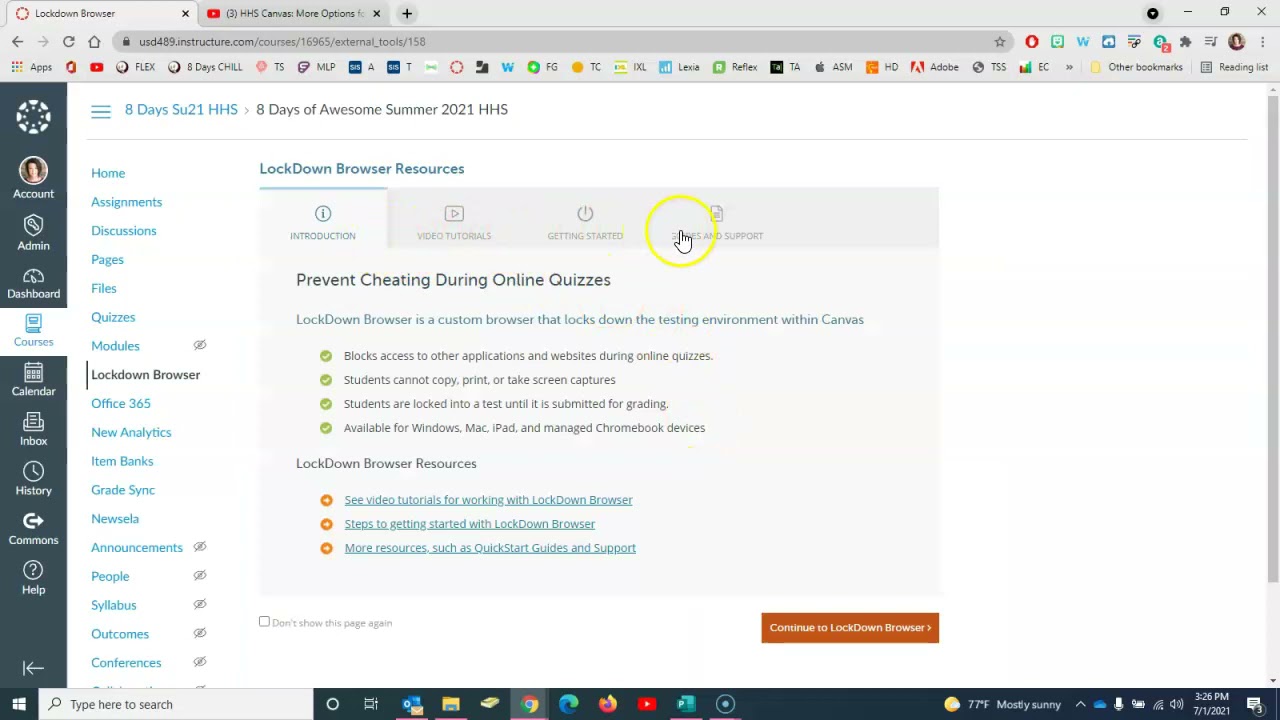 Canvas: Enable Lockdown Browser for a Quiz