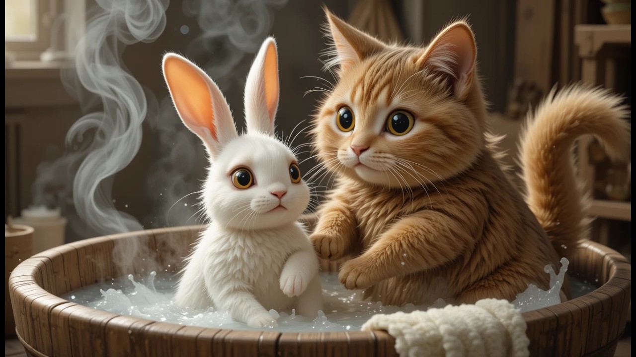 The Lost Rabbit & The Caring Cat 🐱❤️ A Heartwarming Story of Friendship! #cutepets #kitten #cat