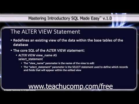 SQL Training - Structured Query Language Tutorial - The ALTER VIEW Statement Lesson