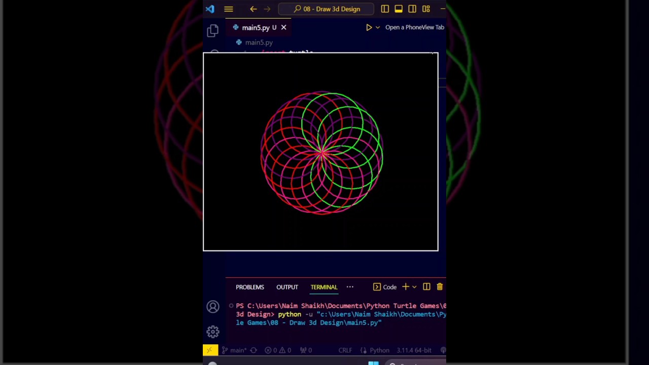 Making Amazing Animated Circle Design using Python Turtle #python #turtle