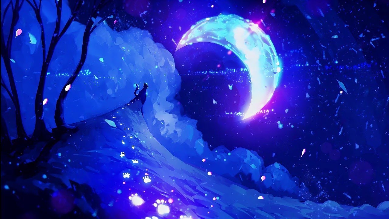 4K Animated Wallpaper | Lonely Cat Under the Blue Moon 🌙