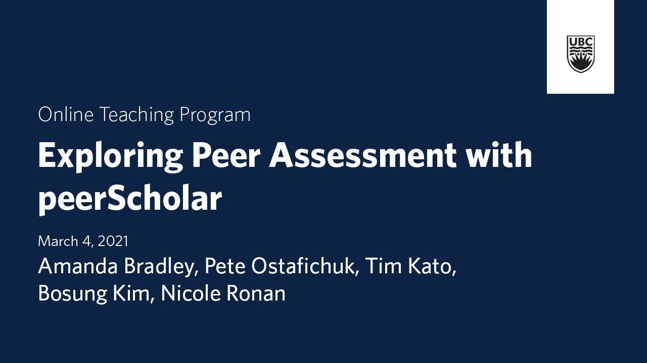 Exploring Peer Assessment with peerScholar