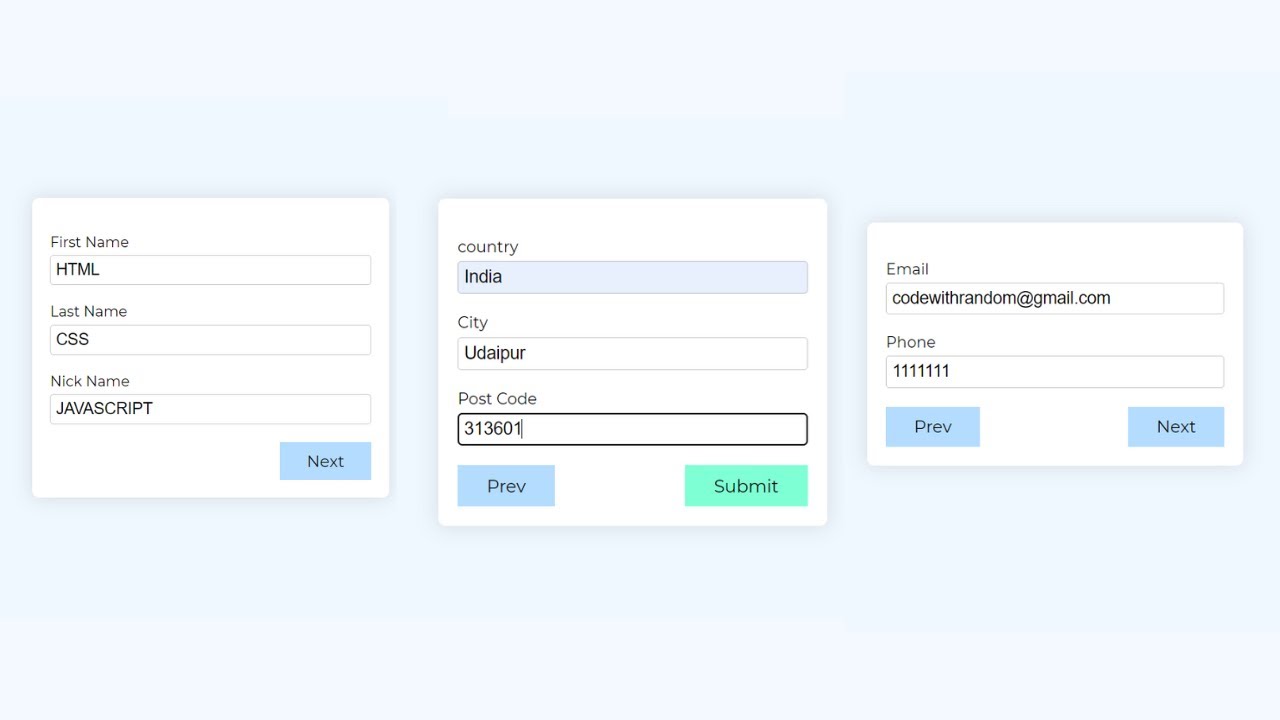 Create Multi Step Form Html Css Javascript | Day 11 Of 100 Day Project | Multi Step Form Source Code
