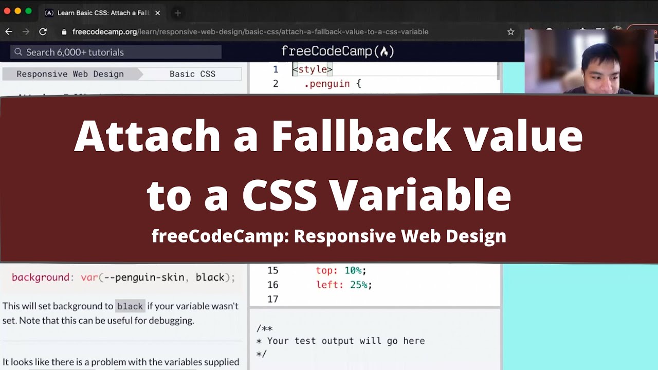 Attach a Fallback value to a CSS Variable (Basic CSS) freeCodeCamp tutorial