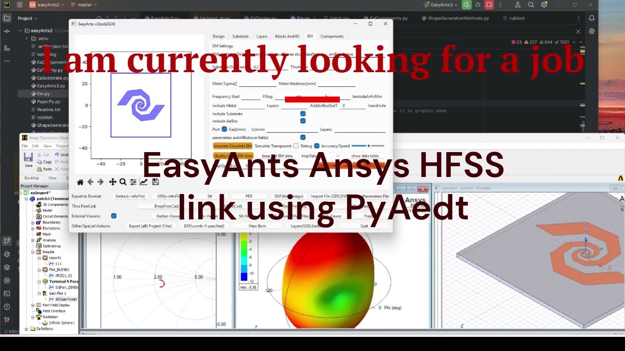 EasyAnts controlling Ansys HFSS using PyAedt