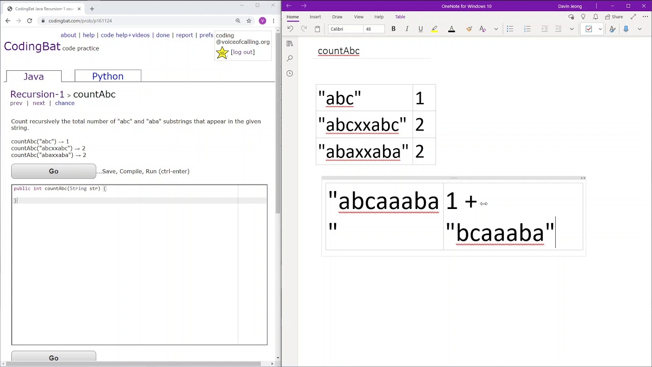 Recursion - 1 (countAbc) Java Solution || Codingbat.com