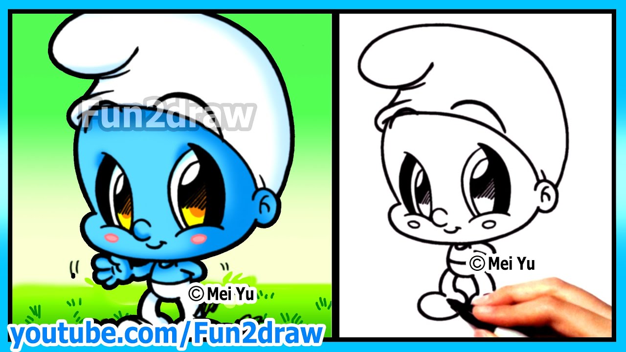 How to Draw Cartoons - Smurf + Funny Extra Drawing - Cute Art Fun2draw Chibi | Online Art Lessons
