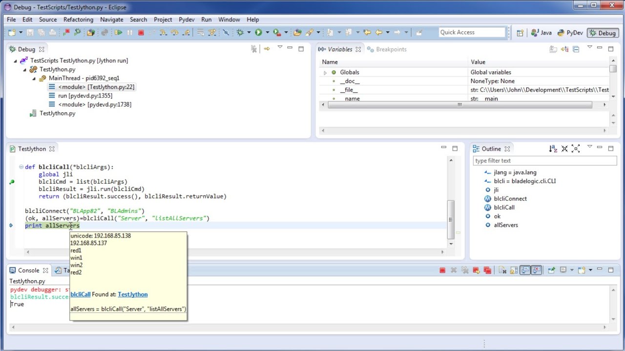 Debugging BLJython using Eclipse