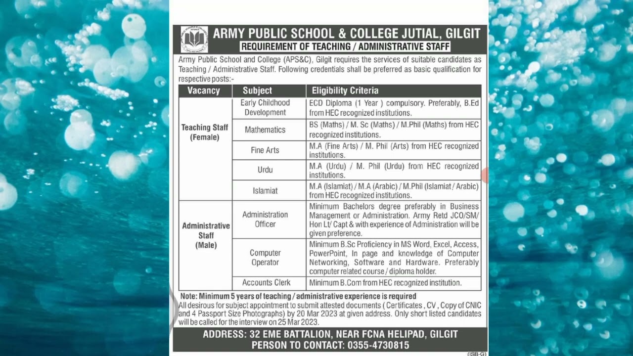 #new job# #govrment army public schools college tutial gilgit#teaching jobs 2023#