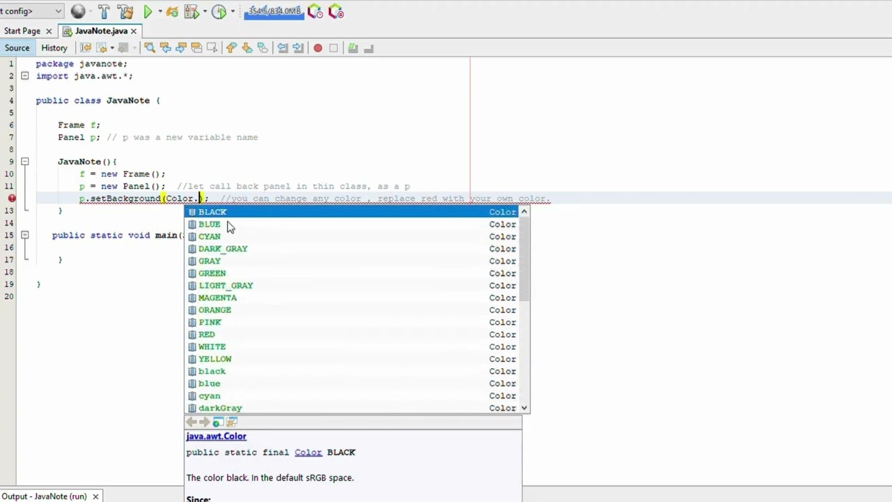 Integrative Programming and Technologies - Java AWT Panel