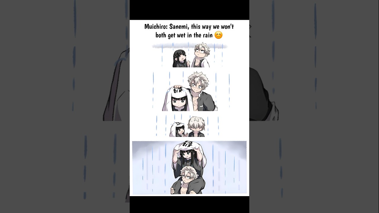 Muichiro: Sanemi, this way we won't both get wet in the rain 😊