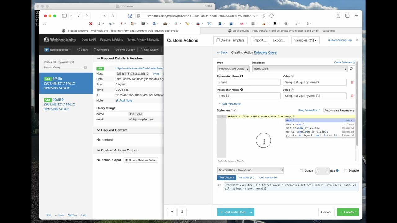 Webhook.site - Using Databases in your Custom Action workflows and automations