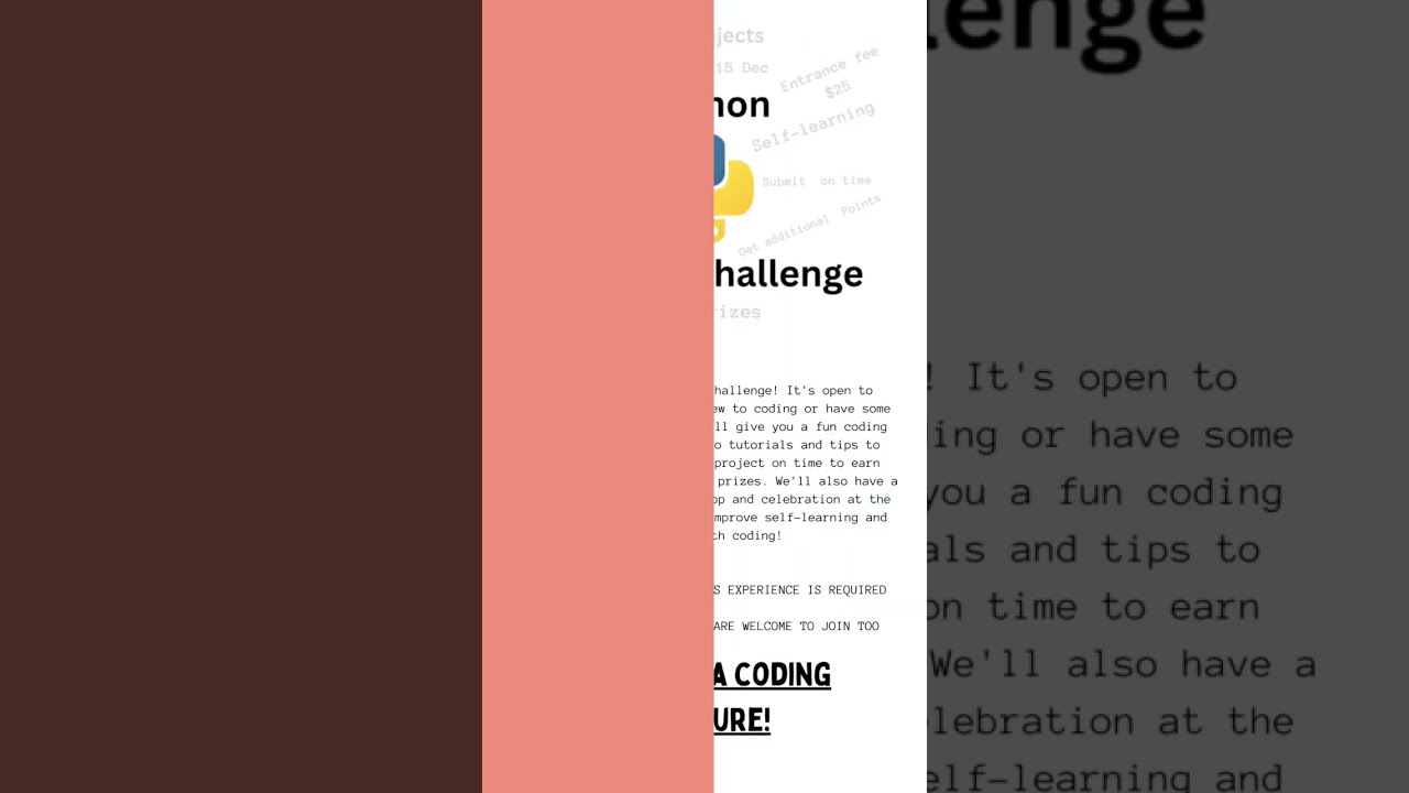 Join the coding challenge to learn Python programming. www.codingzone.com.au/challenge.html