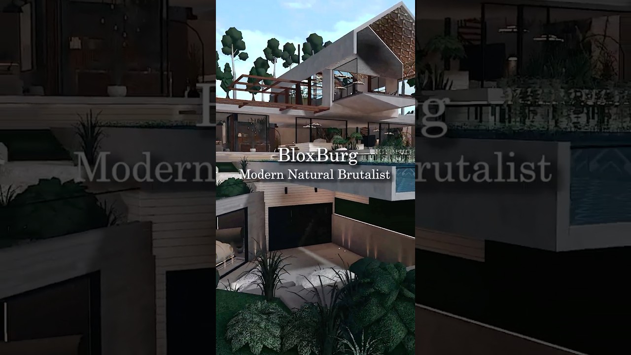 Bloxburg Speed Build Modern Natural Brutalist House  #bloxburg #roblox #welcometobloxburg