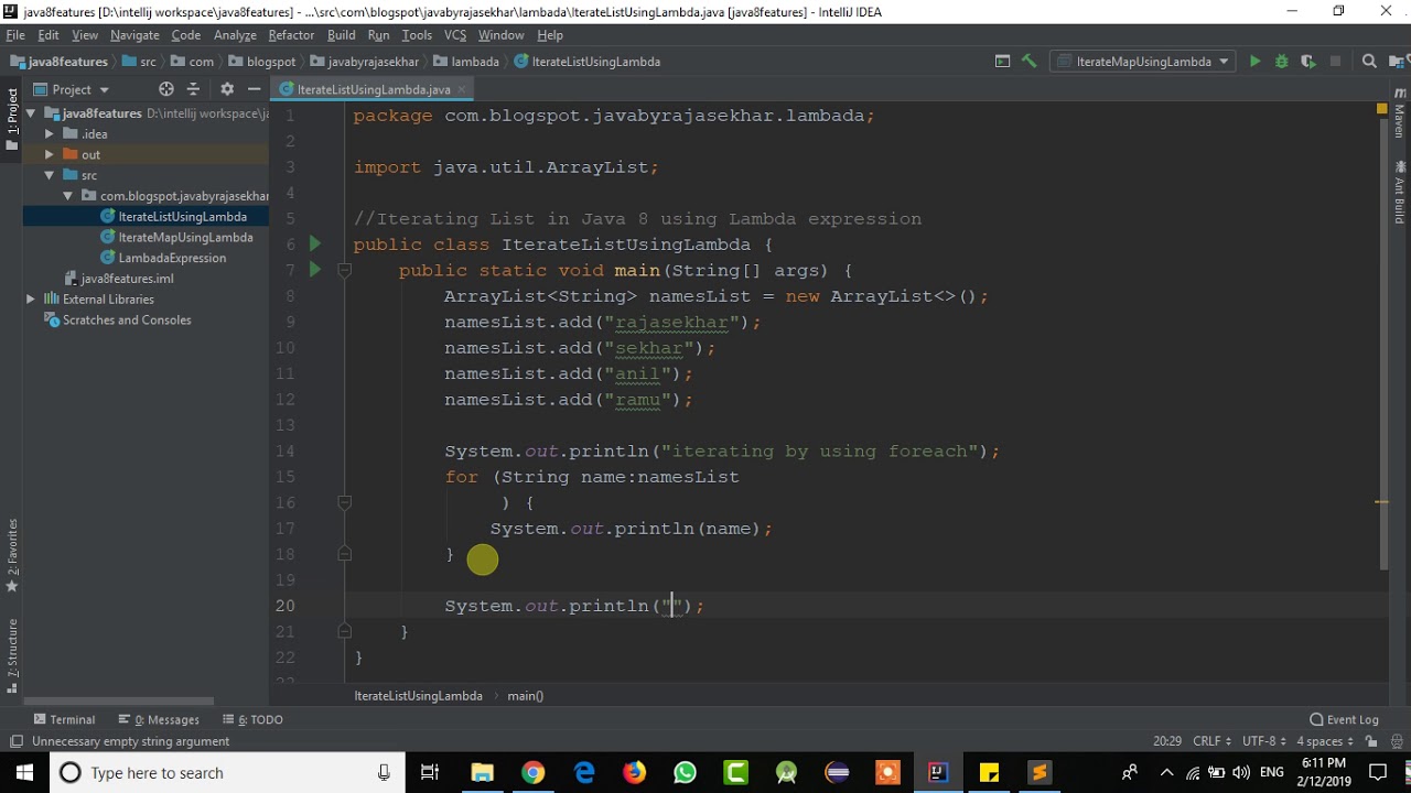 #3 Iterating List in Java 8 using Lambda expression |  Java 8 new features
