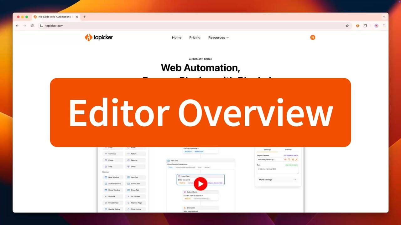 Editor Overview | Tapicker