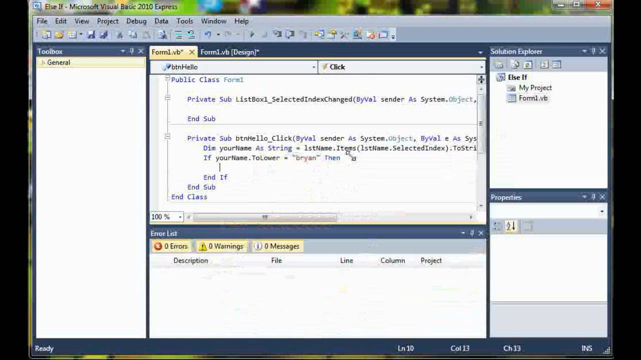 Visual Basic 2010 Tutorial 6 - Else If Statement