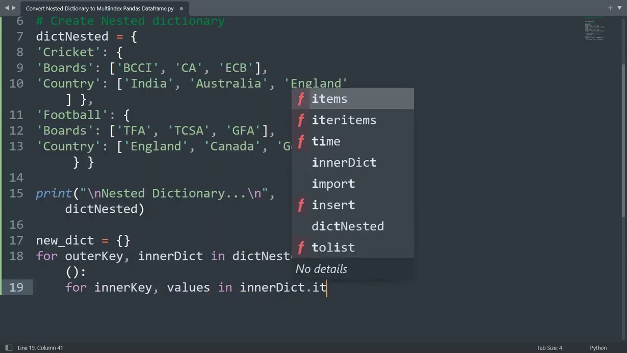 Convert nested dictionary to multiindex pandas dataframe | Python Data Engineering | Python Tutorial