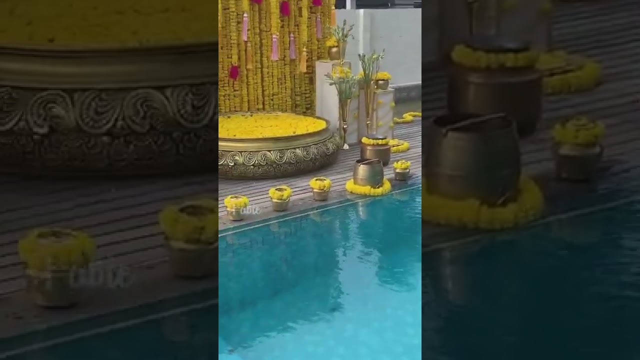 Beautiful Haldi Decor Pool Side | Wedding Ideas | Wedding Kalakar #haldidecorideas