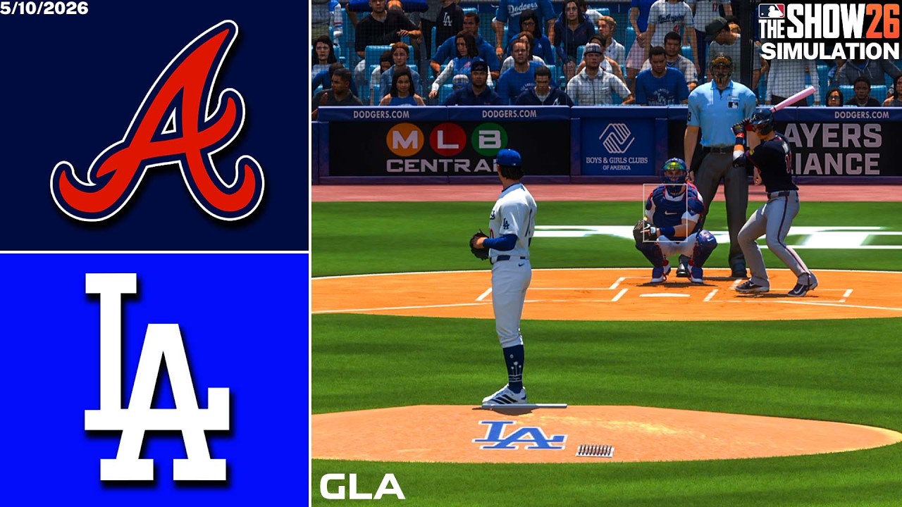 Dodgers vs. Braves Simulation | 5/10/26 | MLB The Show 26 PS5 Gameplay