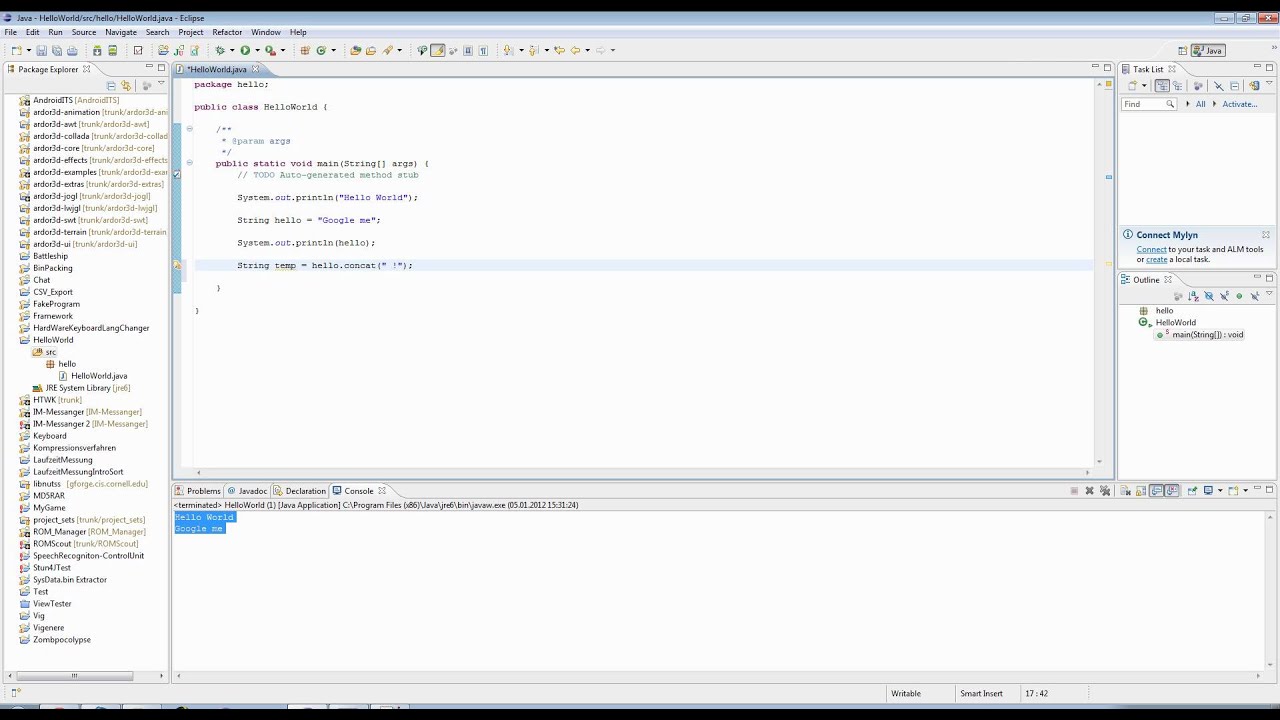 Eclipse and Basic Java Programming Tutorial - Part 1 (HelloWorld and more)